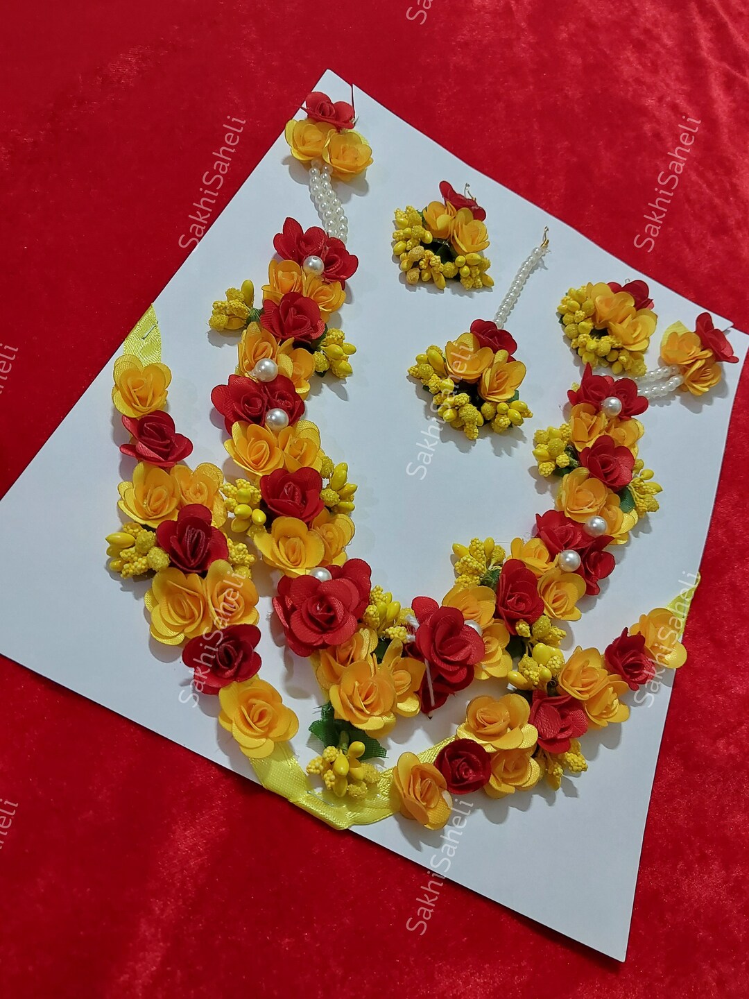 Floral Haldi Jewelry Set, Indian Wedding, Mehendi, Baby Shower - Etsy