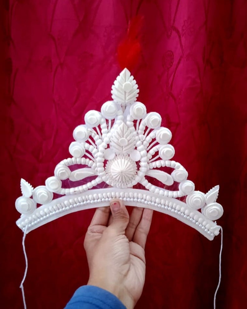 Bengali Bridal Mukut: Indian Wedding Crown, Shola Wood Tiara - Etsy