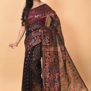 Madhubani Zari Work Soft Dhakai Jamdani Saree Pure Reshom Jamdani Saree Authentic Bengal ...