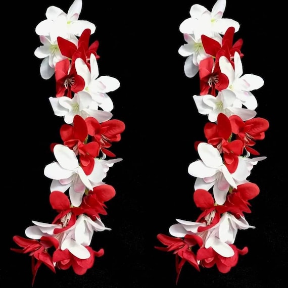 Pack of 2 Red Orchid Gajra Veni Artificial Floral Hair Bun | Etsy