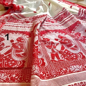 180 Count Pure Mercerised Cotton Saree With Baluchari Design/ Soft ...