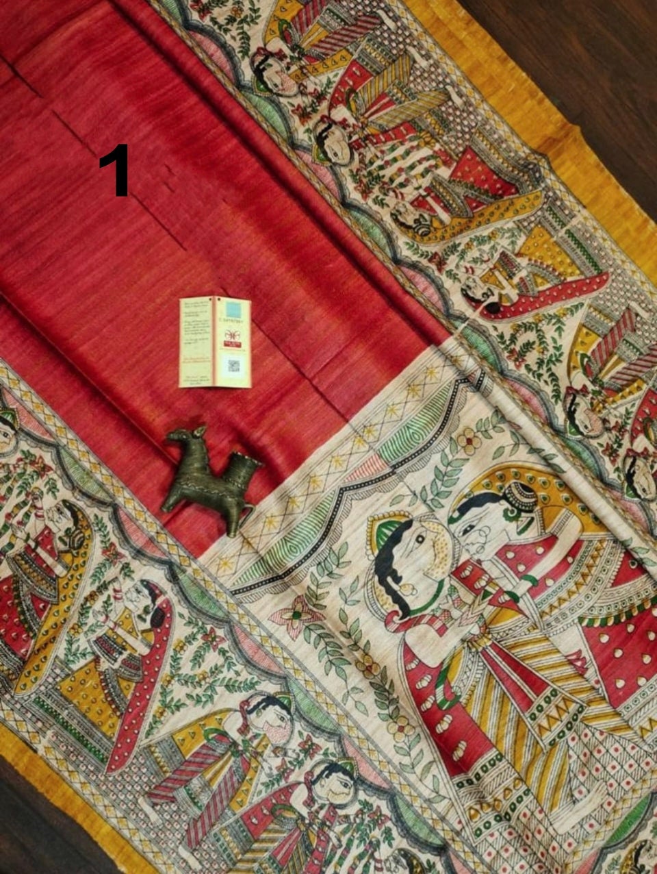 Pure Ghicha Tussar Silk Madhubani Saree With Silk Mark Tag/hand Painted ...