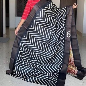 Silk Mark Certified Zari Tussar Silk Saree With Block Printing Work ...