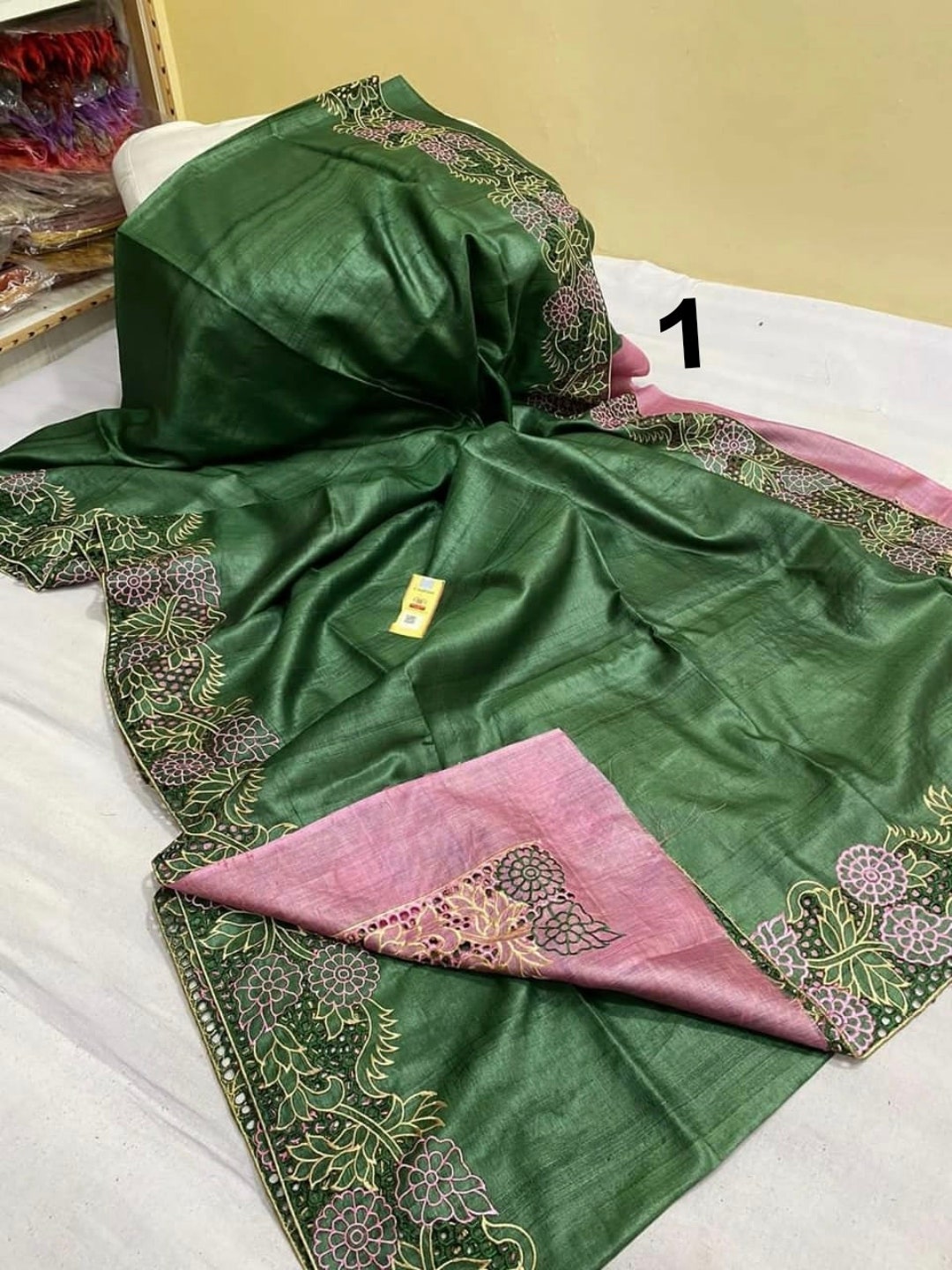 Cut Work Pure Tussar by Tussar Silk Saree With Blouse Piece/ Silk Mark ...