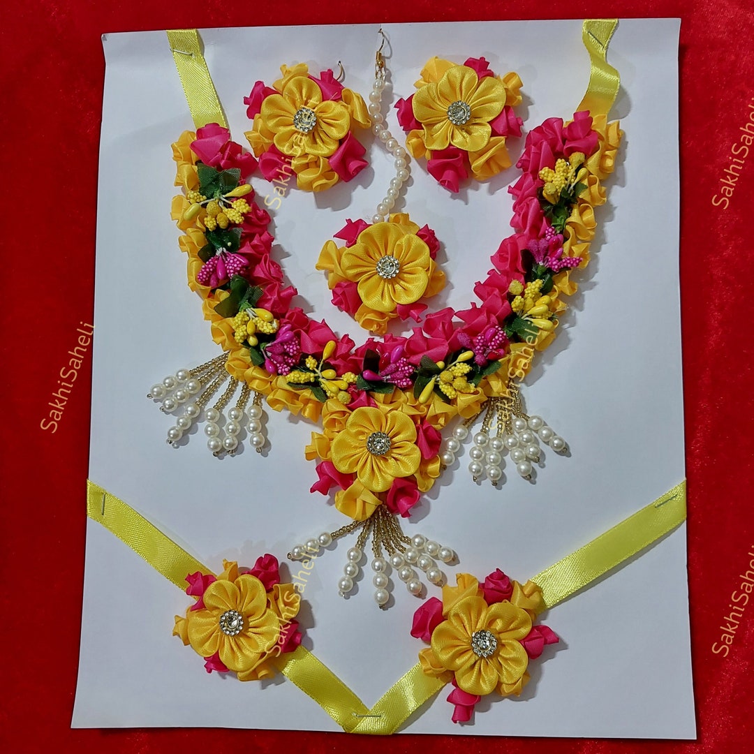 Floral Haldi Jewelry Set, Indian Wedding, Mehendi, Baby Shower - Etsy