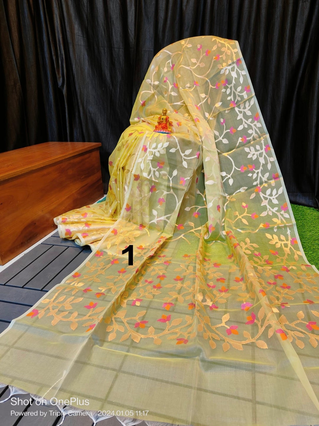 Muslin Reshom Jarilota Jamdani Saree With All Over Zari Work/ Soft Dhakai Jamdani Saree ...