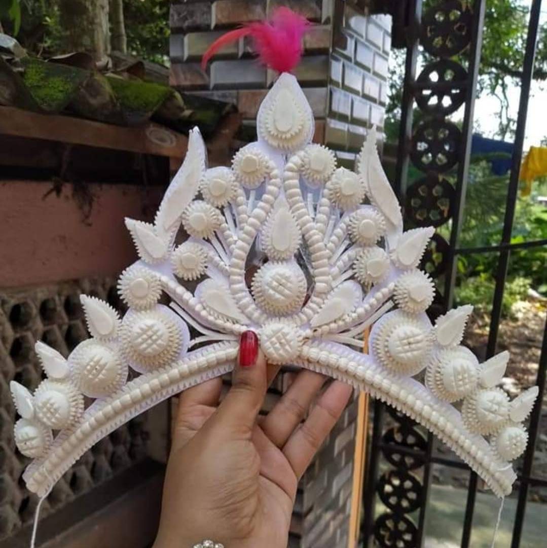 Bengali Bridal Mukut: Indian Wedding Crown, Shola Wood Tiara - Etsy