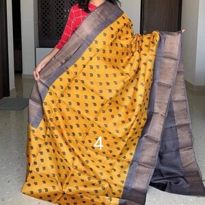 Silk Mark Certified Zari Tussar Silk Saree With Block Printing Work ...