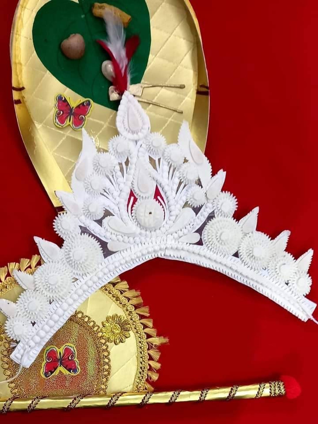 Buy Front Mukut for Bride Shola Mukut for Bengali Wedding Indian Bridal ...