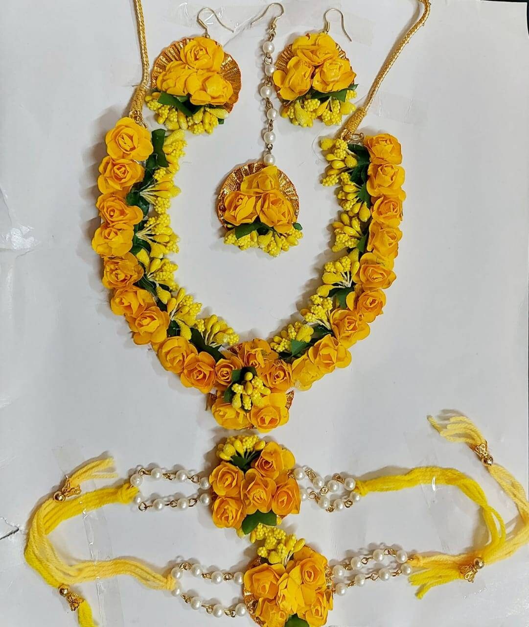 Floral Haldi Jewelry Set, Indian Wedding Mehendi Sangeet - Etsy