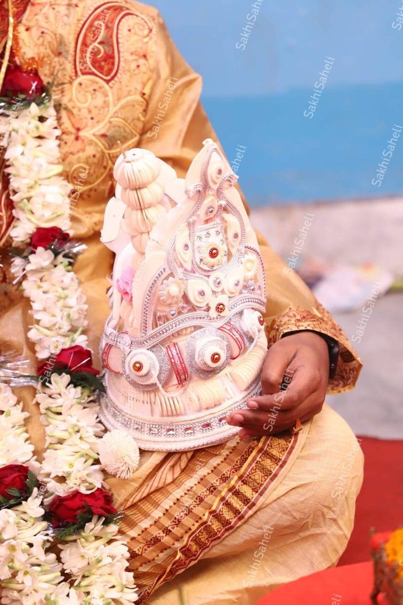 Combo of Topor Mukut for Bengali Groom & Bride Bor er Shola | Etsy