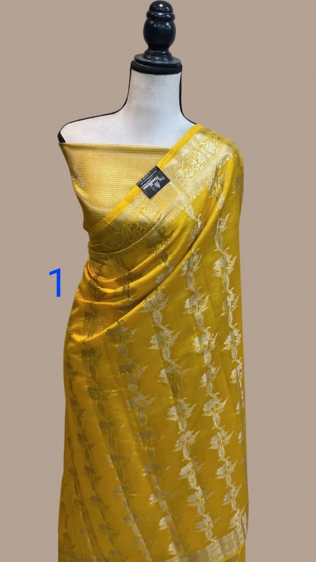 Pure Khadi Georgette Banarasi Almond Zari Work Saree With Blouse Piece ...