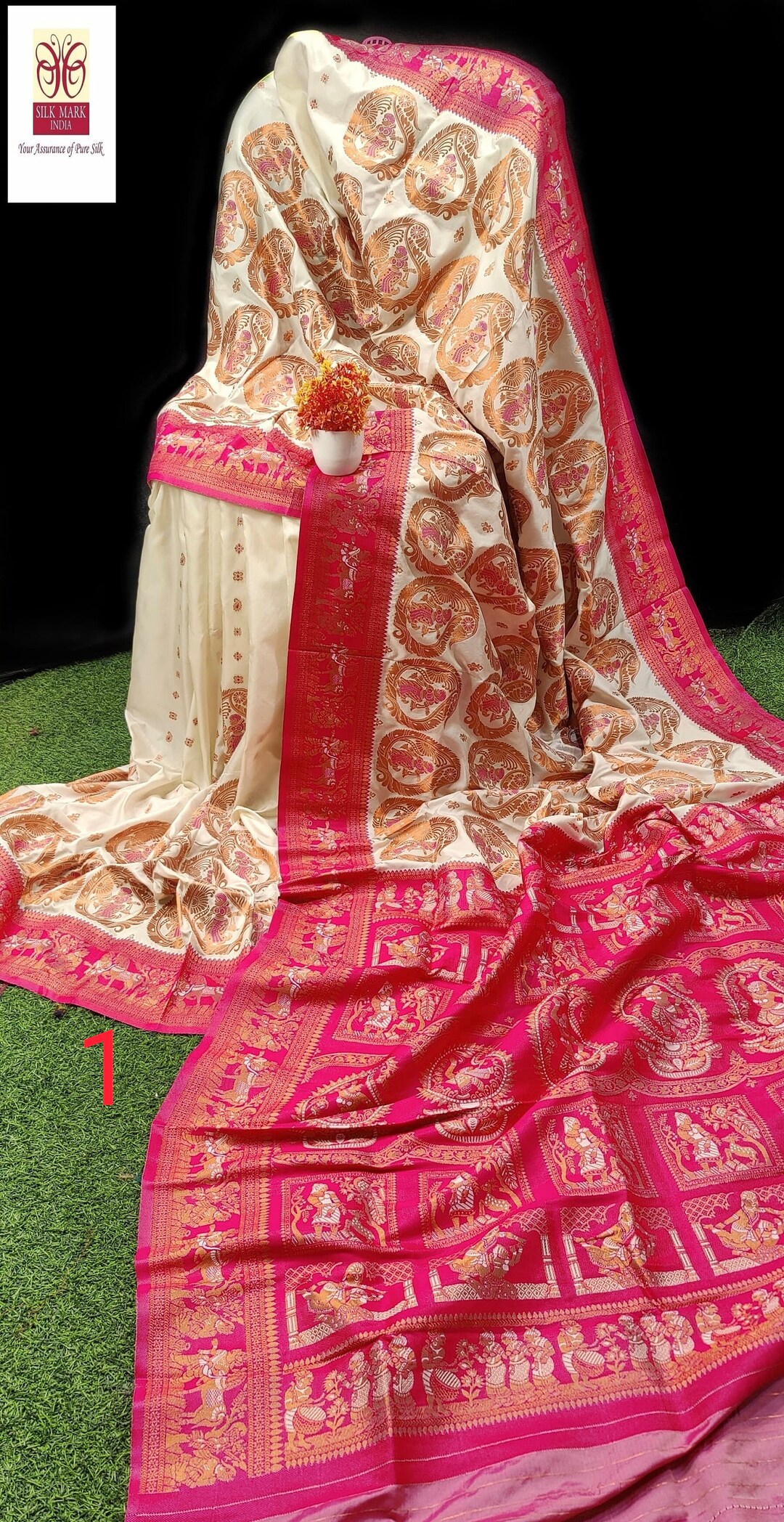 Copper Bishnupuri Swarnachari Saree With Silk Mark Tag/ Baluchari Sari ...