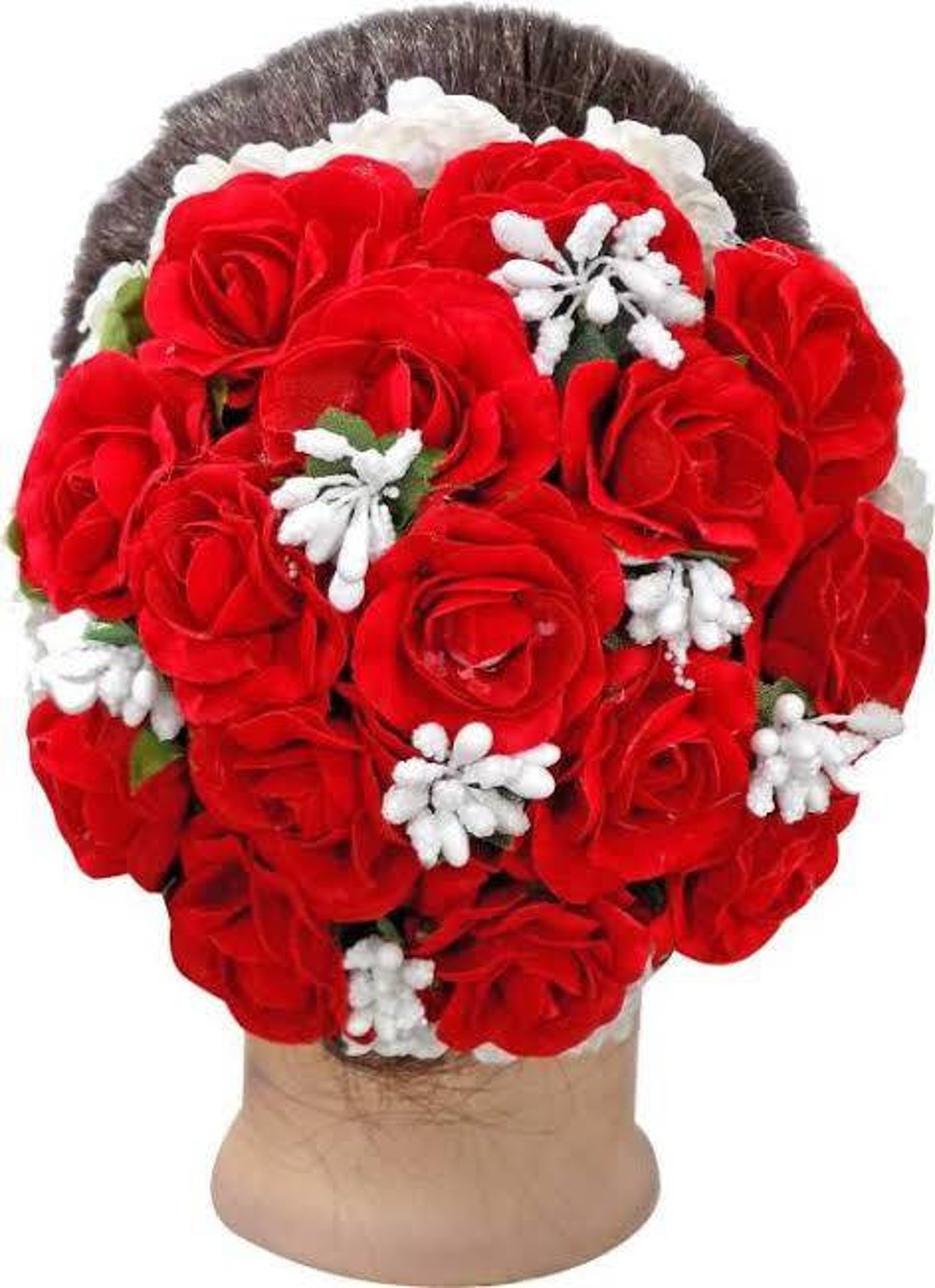 Red Rose Hair Bun Gajra Reusable Bun Flower Jewelry for - Etsy