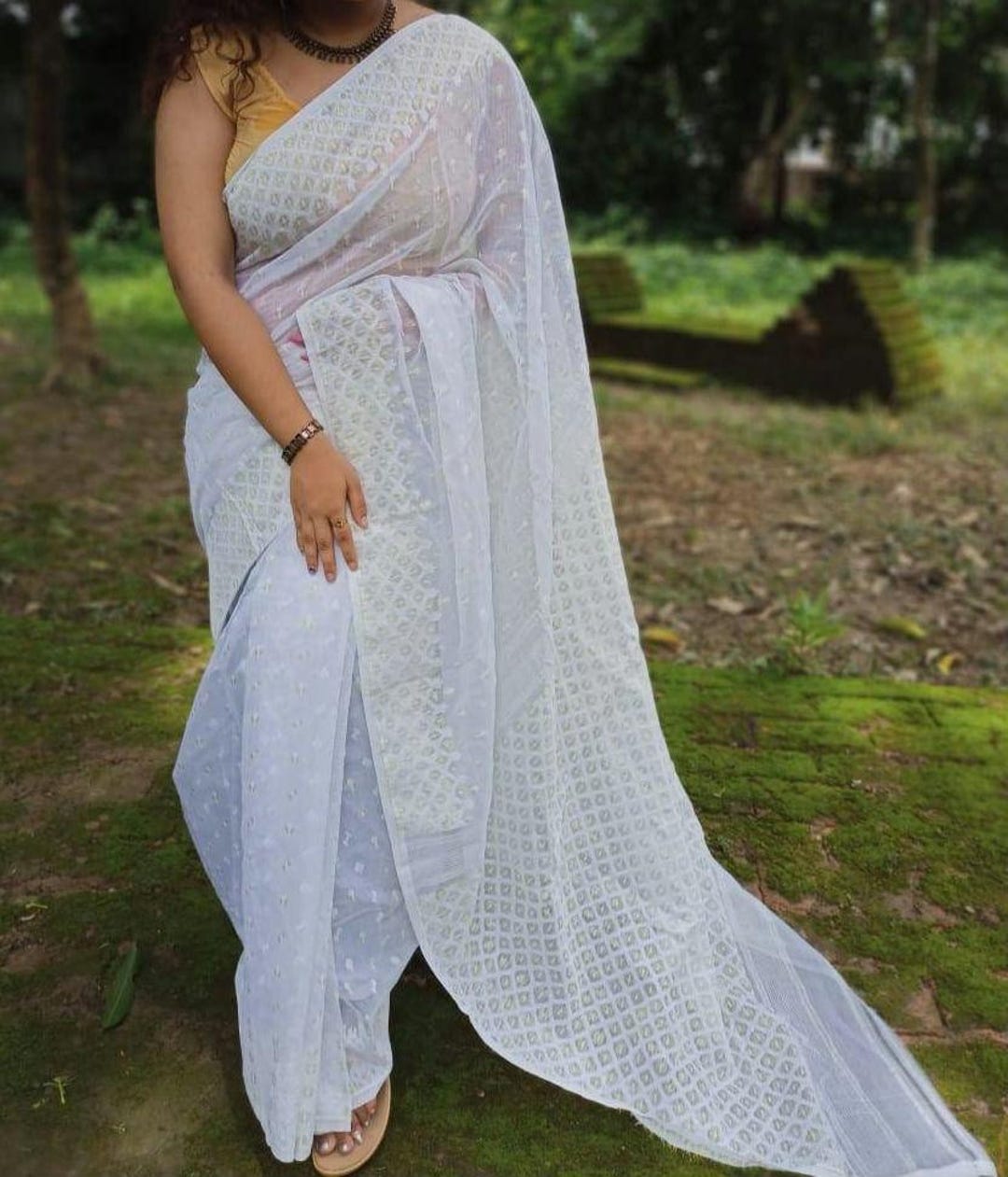 Shiuli Ful Soft Bangladeshi Dhakai Jamdani Saree Pure Reshom Silk ...