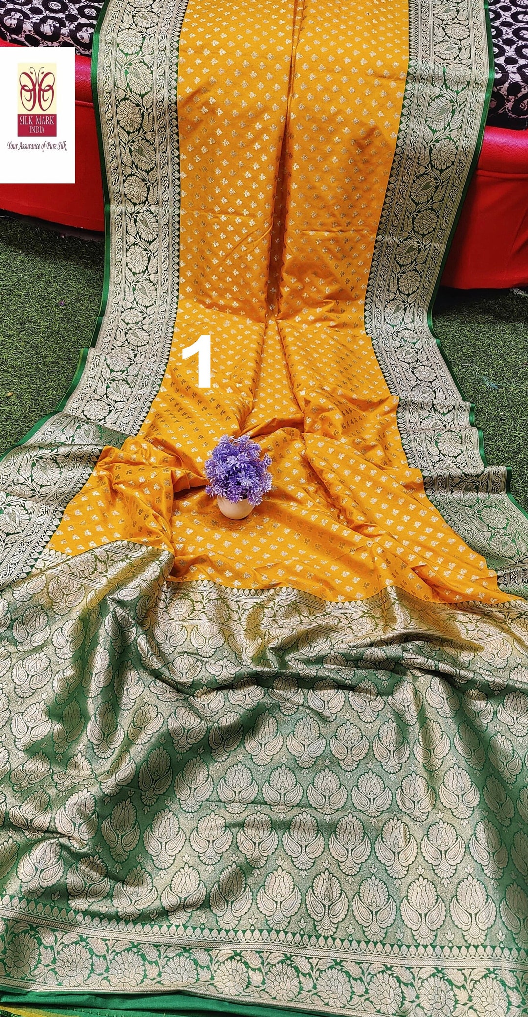Silk Mark Certified Exclusive Katan Benarasi Silk Saree With All Over ...