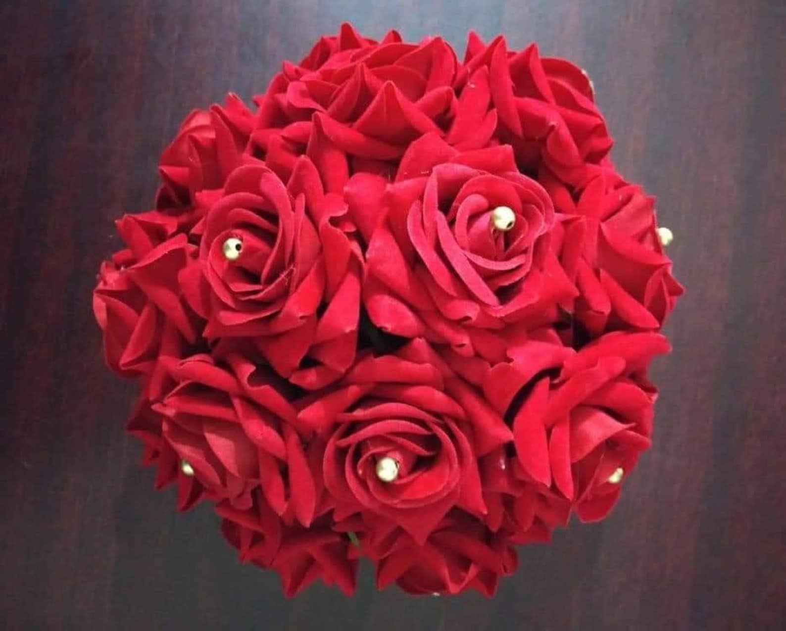 Red Rose Hair Bun Gajra Bollywood Style Reusable Bun Flower Jewelry for ...