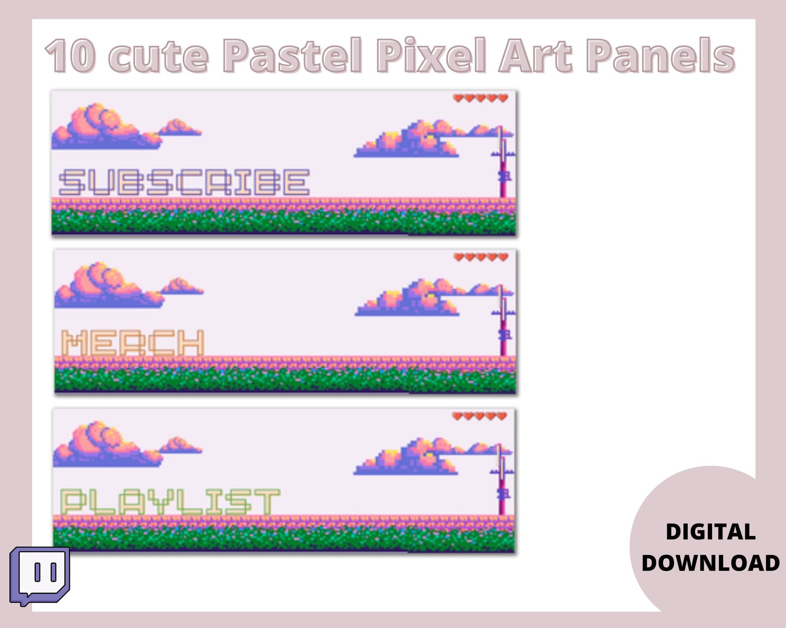 10 Cute Pastel Pixel Art Twitch Panels - Etsy
