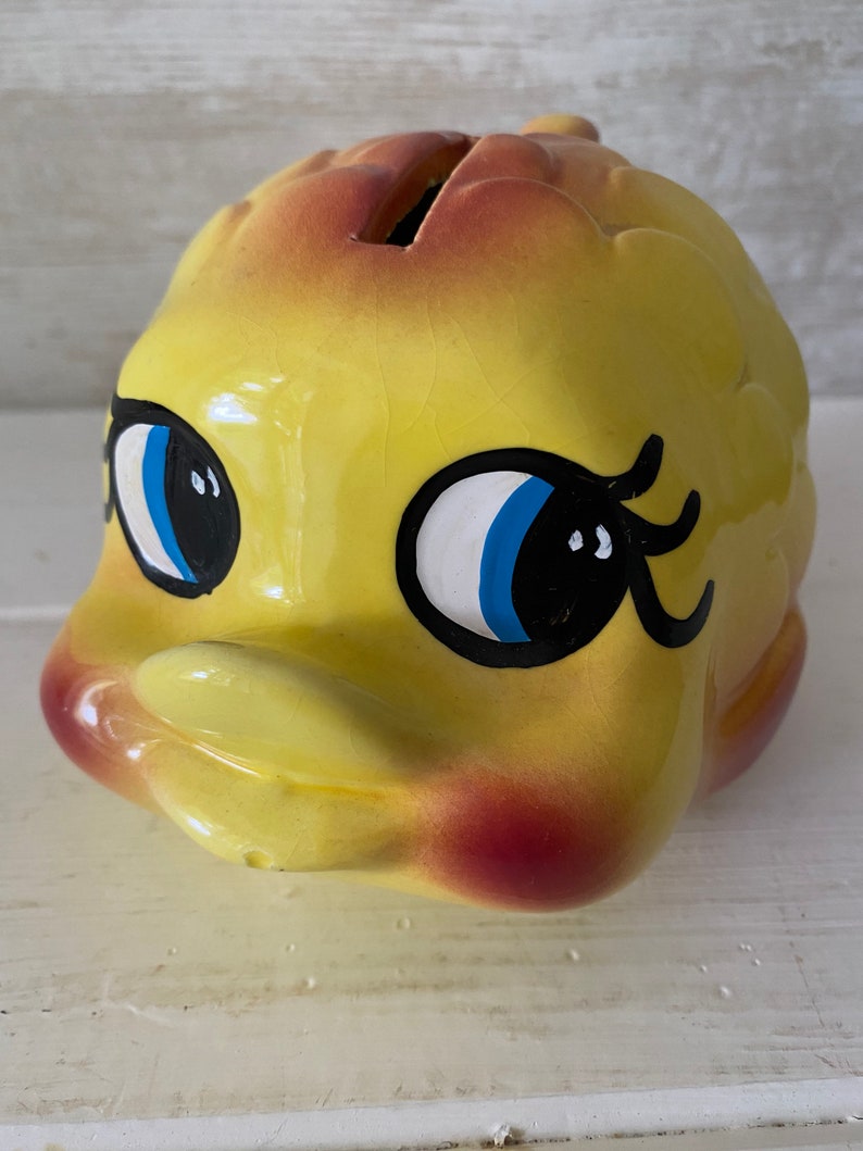 Vintage Ceramic Cartoon Fish Coin Bank Big Eye Ceramic Fish - Etsy