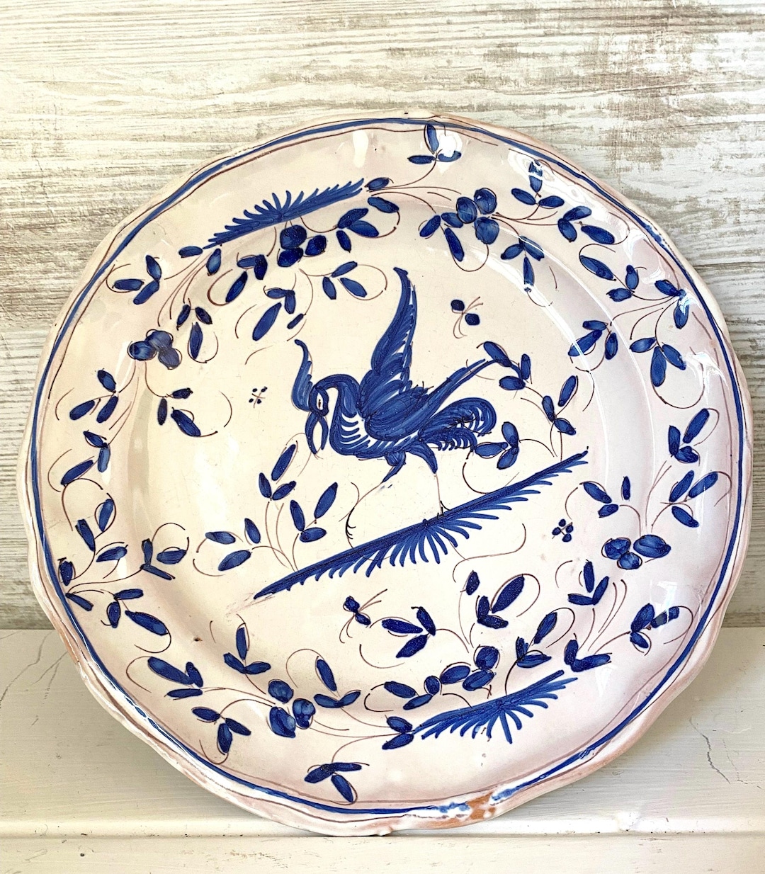 Antique Moustiers Faience Plate: Hand-painted Blue Bird, French ...