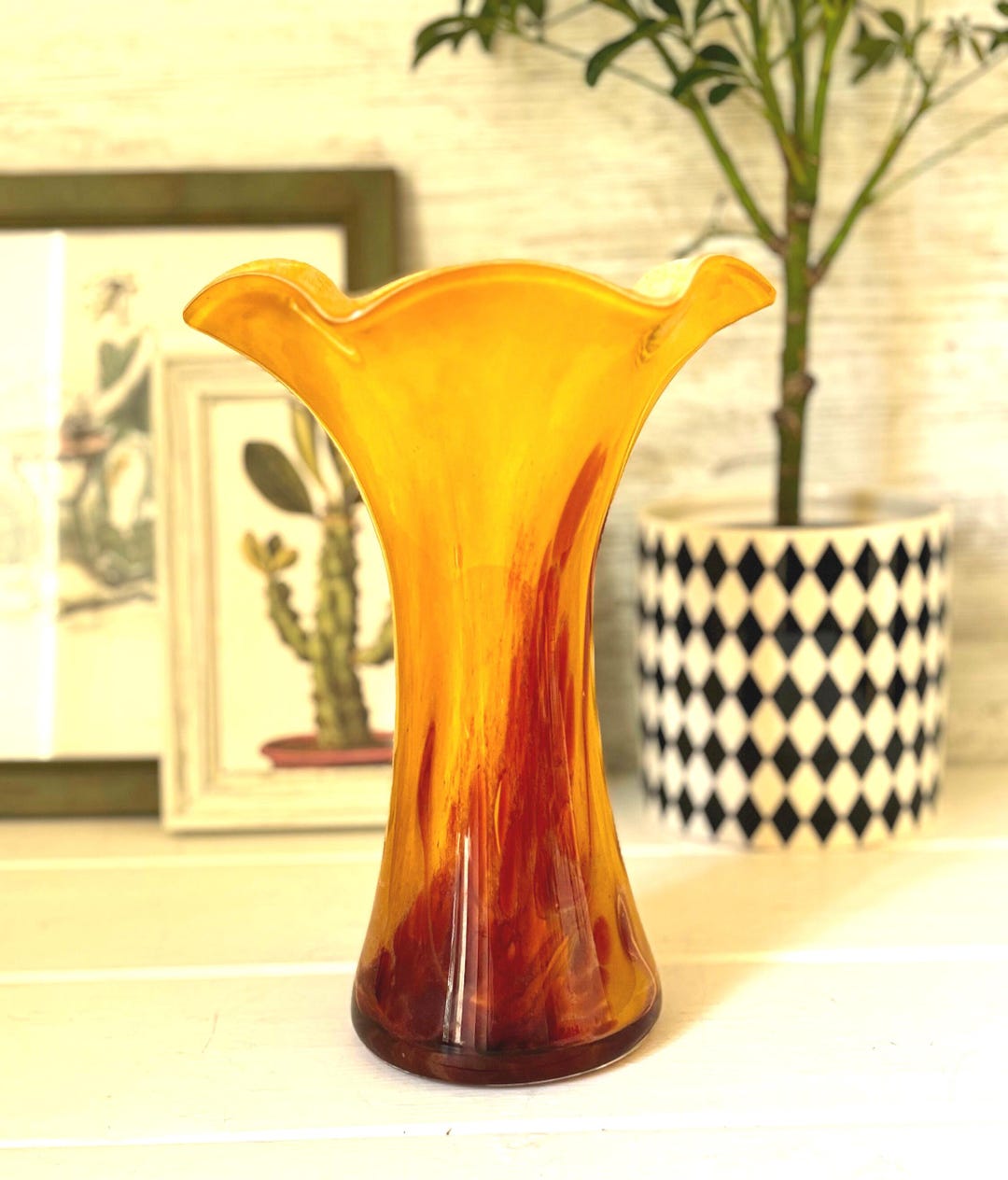 Vintage French Art Glass Vase by La Rochère – Mouth Blown Tulip Vase in ...