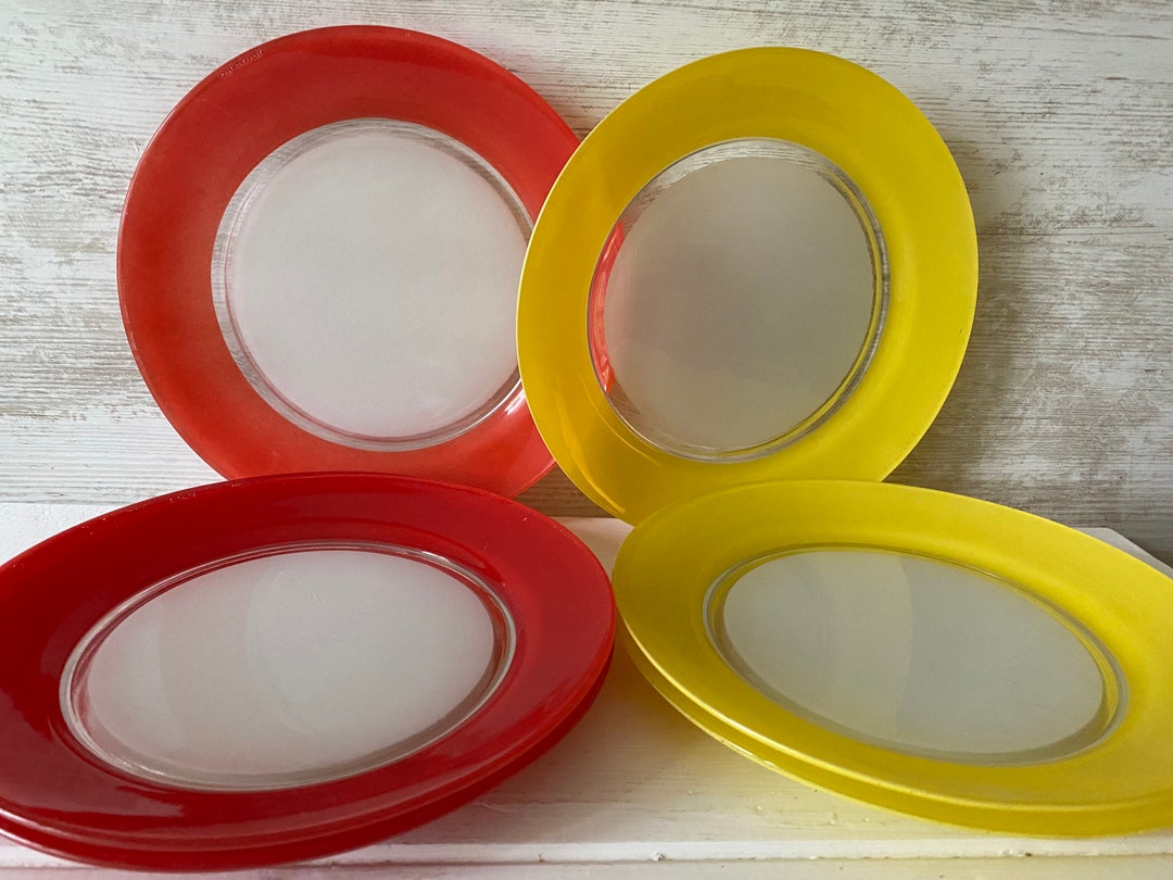 Vintage Duralex Glass Plates, Fabulous 1970s Plates in Bright Red and ...