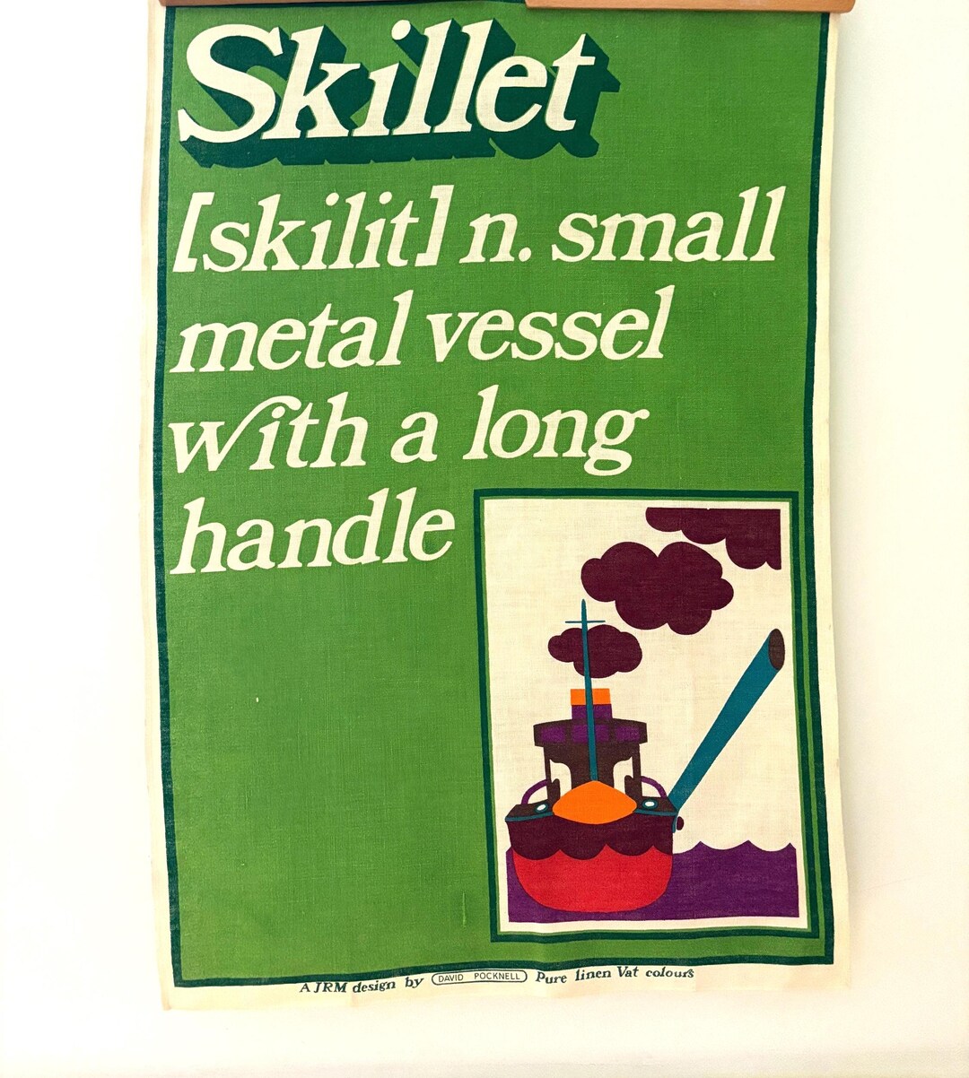 1960s Linen Tea Towel: David Pocknell "skillet" Design - Etsy