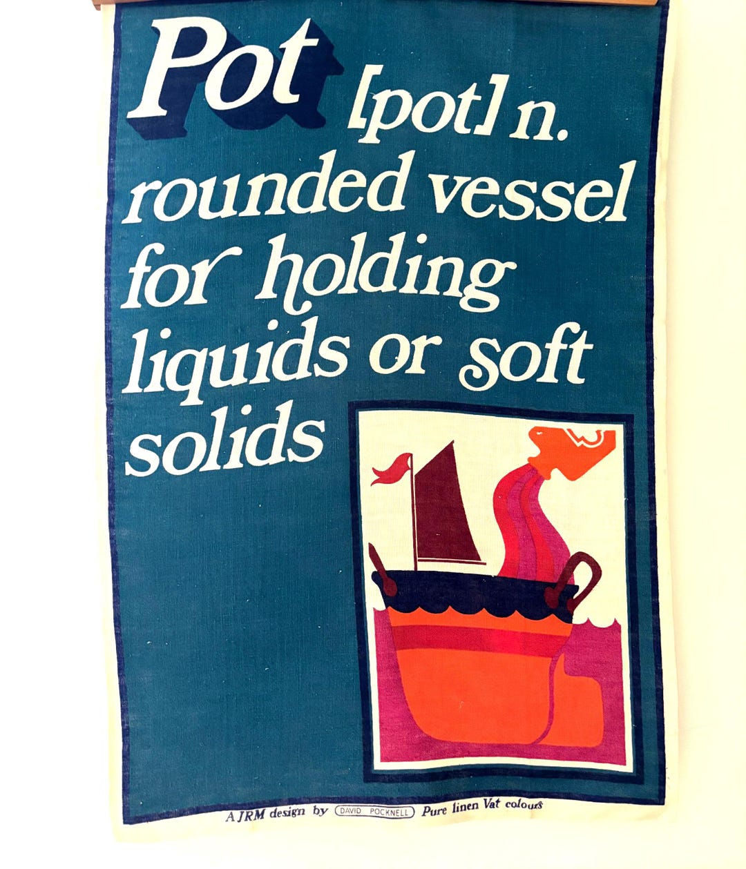 1960s Linen Tea Towel: David Pocknell 'POT' Graphic - Etsy Canada