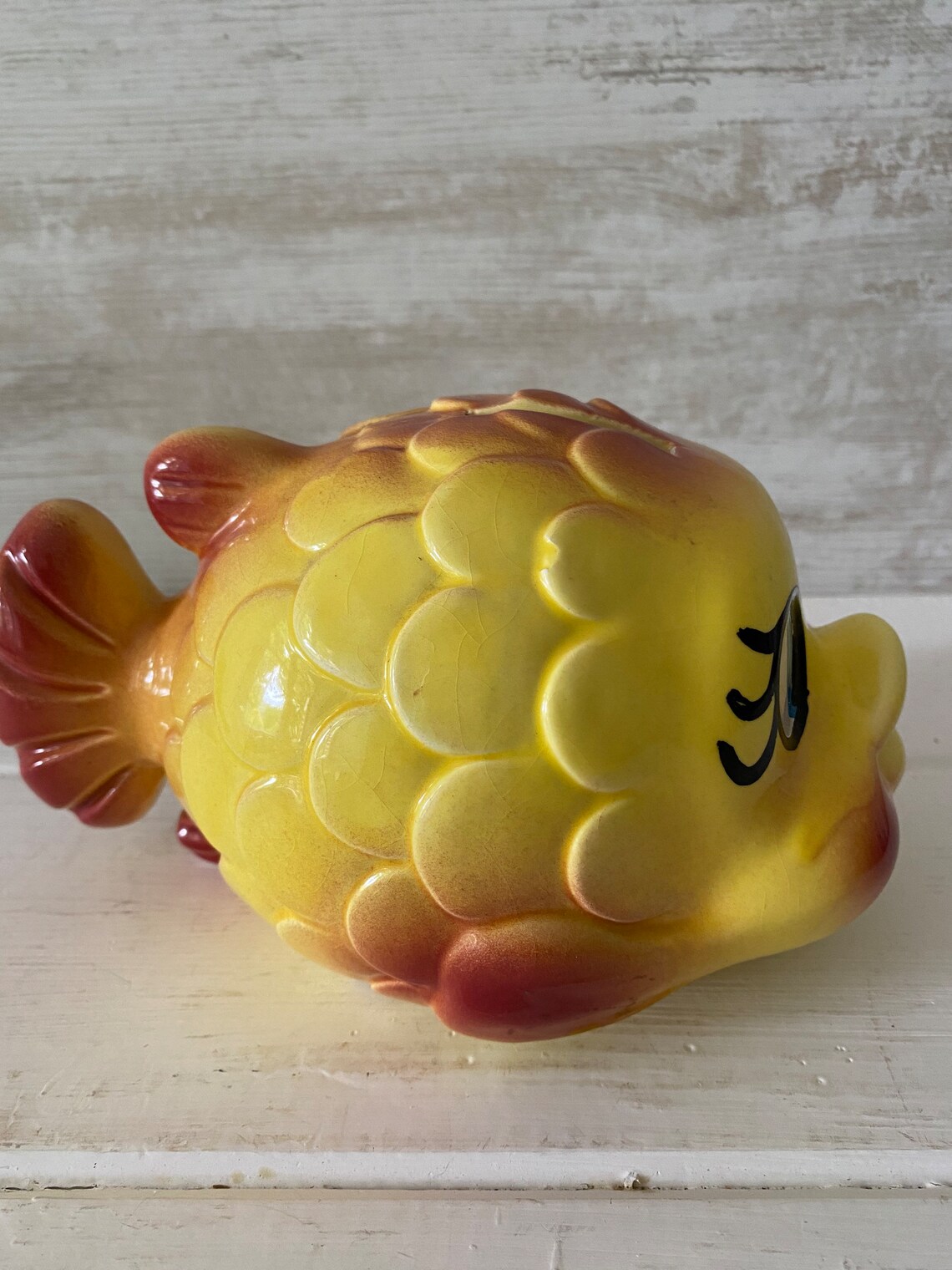 Vintage Ceramic Cartoon Fish Coin Bank Big Eye Ceramic Fish - Etsy
