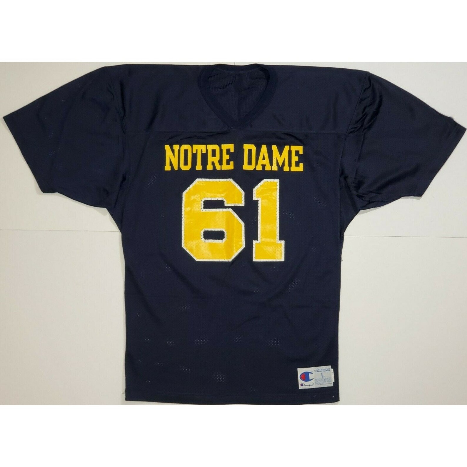 VTG Champion Notre Dame Jersey L Near Mint Irish Nylon Mesh Made USA ...