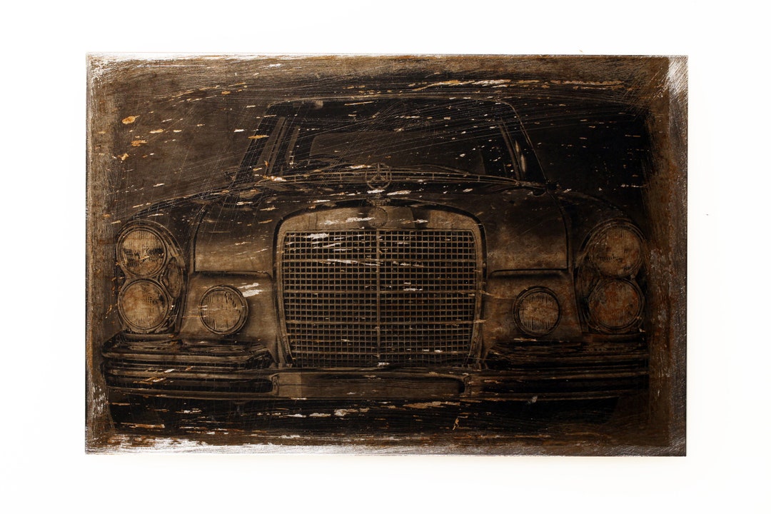 Photo on Rust, Benz Vintage Car, Photo on Metal, Picture on Metal ...