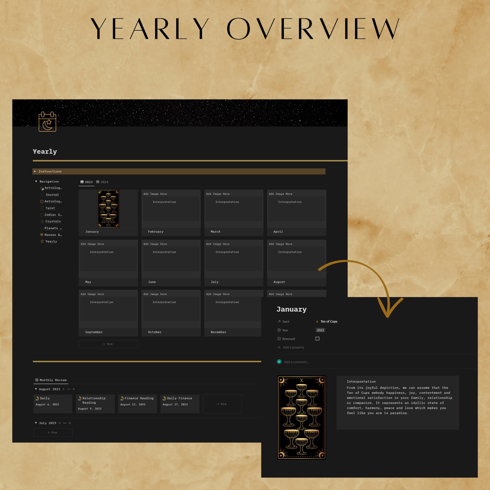 Astrology Journal Notion Template Tarot Journal Witchy Planner Crystal ...