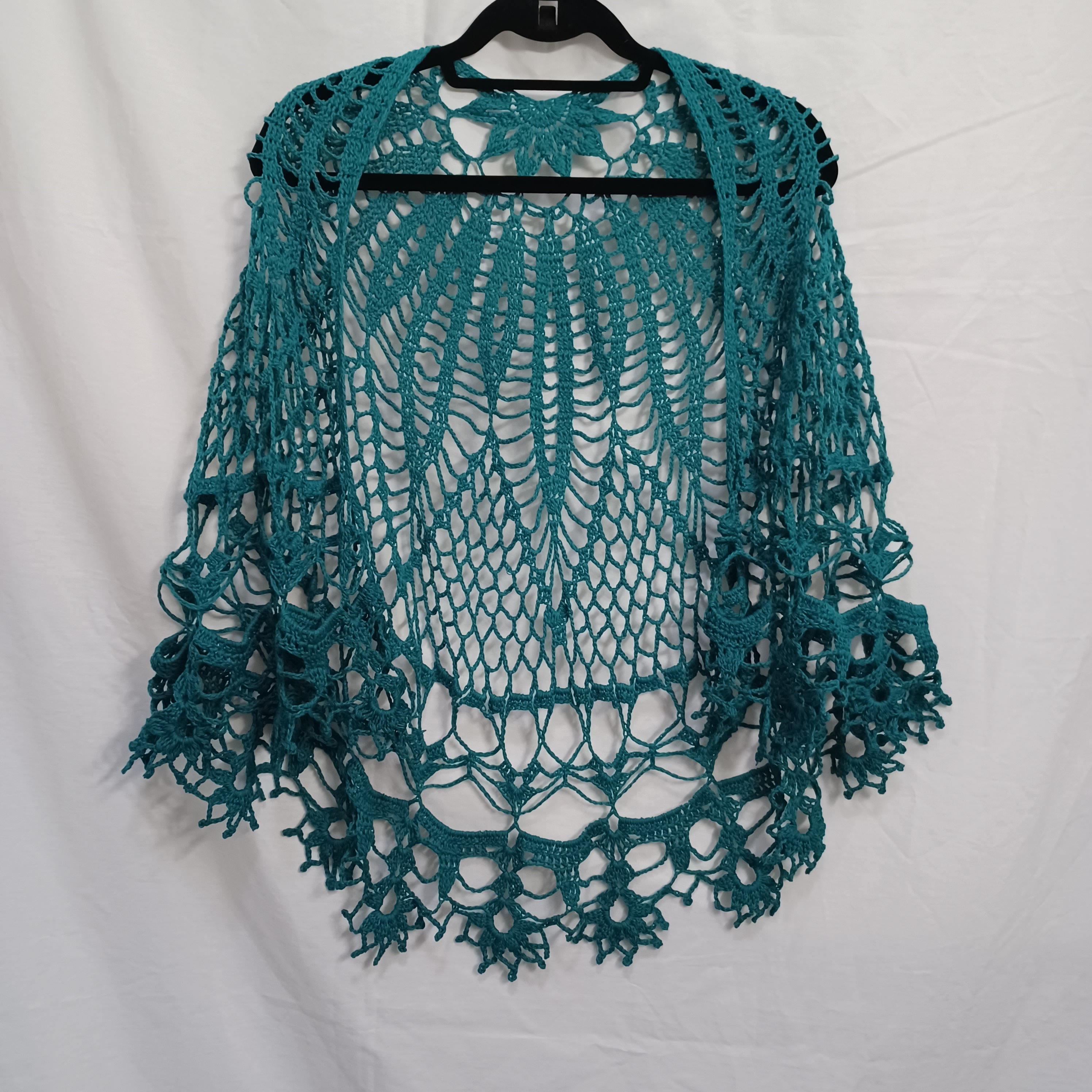 Lacy Teal Crochet Shawl - Etsy