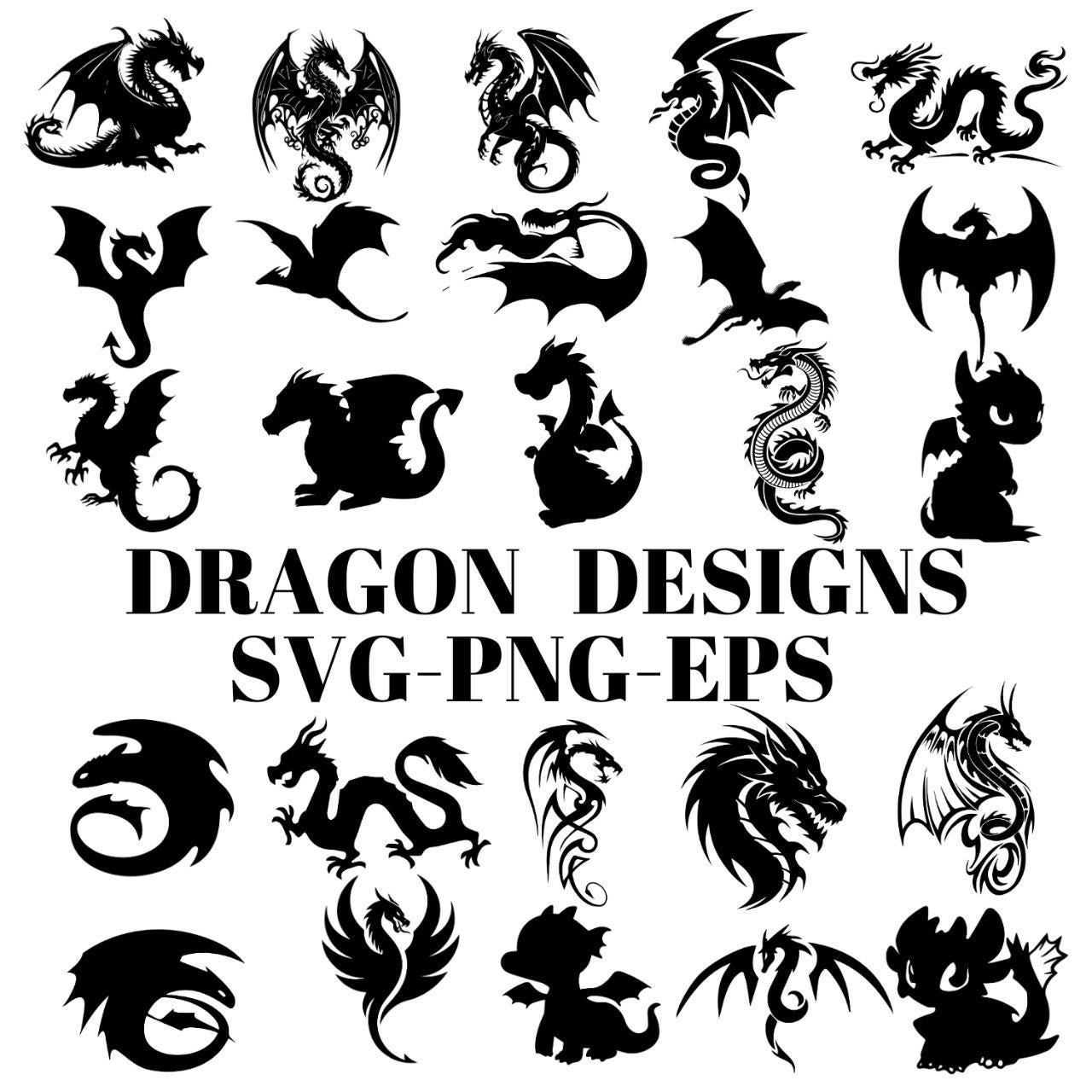 Dragon Svg Bundle,dragon Svg, Dragon Cut File, Dragons Head, Dragon ...