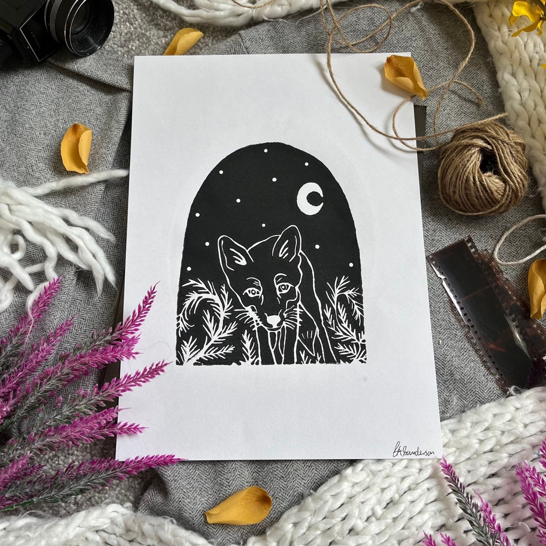 Lunar Fox A4 Art Print - Etsy