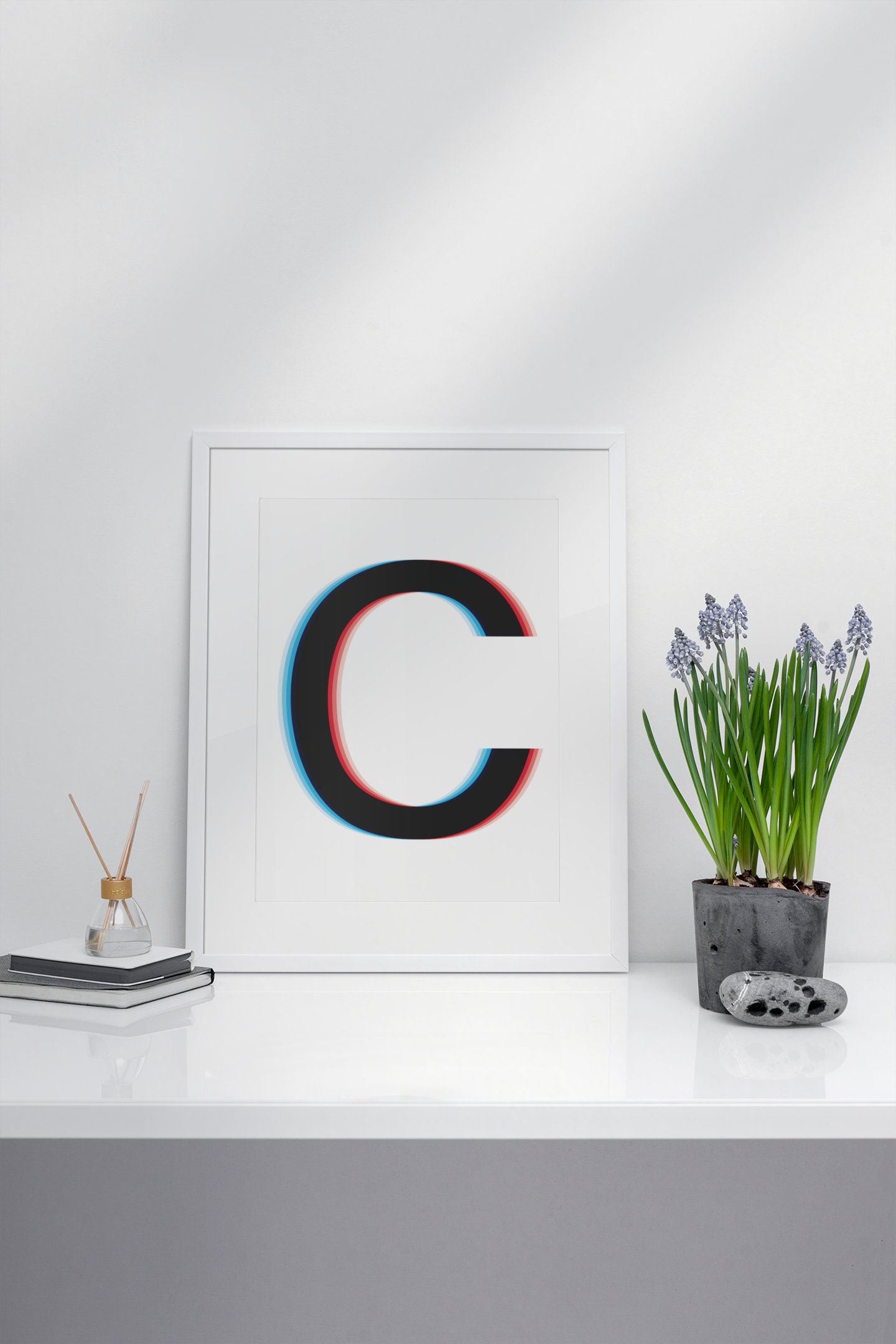 Capital Letter C Printable Art Poster - 3D Stereoscopy Series - Etsy