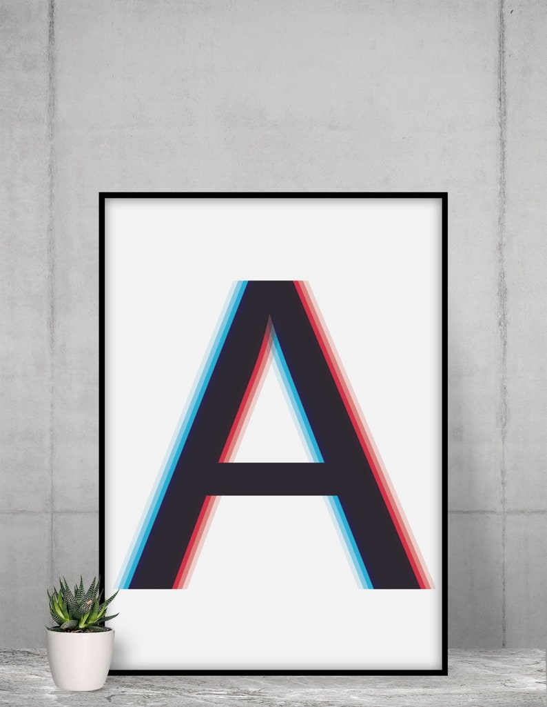 Capital Letter A Printable Art Poster - 3D Stereoscopy Series - Etsy