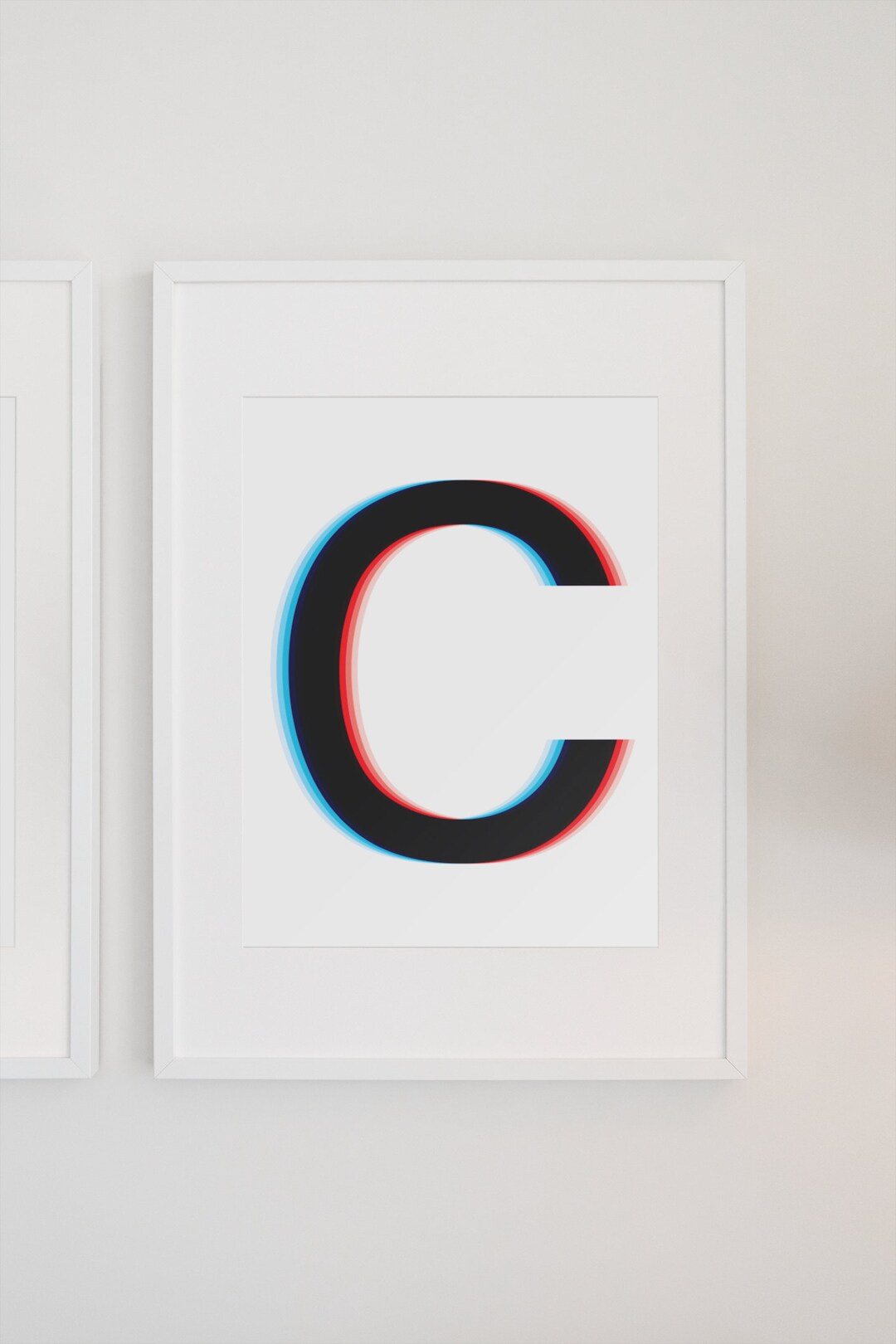 Capital Letter C Printable Art Poster - 3D Stereoscopy Series - Etsy