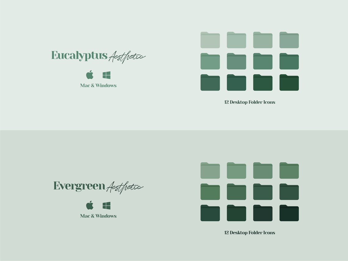 Desktop Icons Mac Folder Icons Dark Green Wallpaper Desktop - Etsy