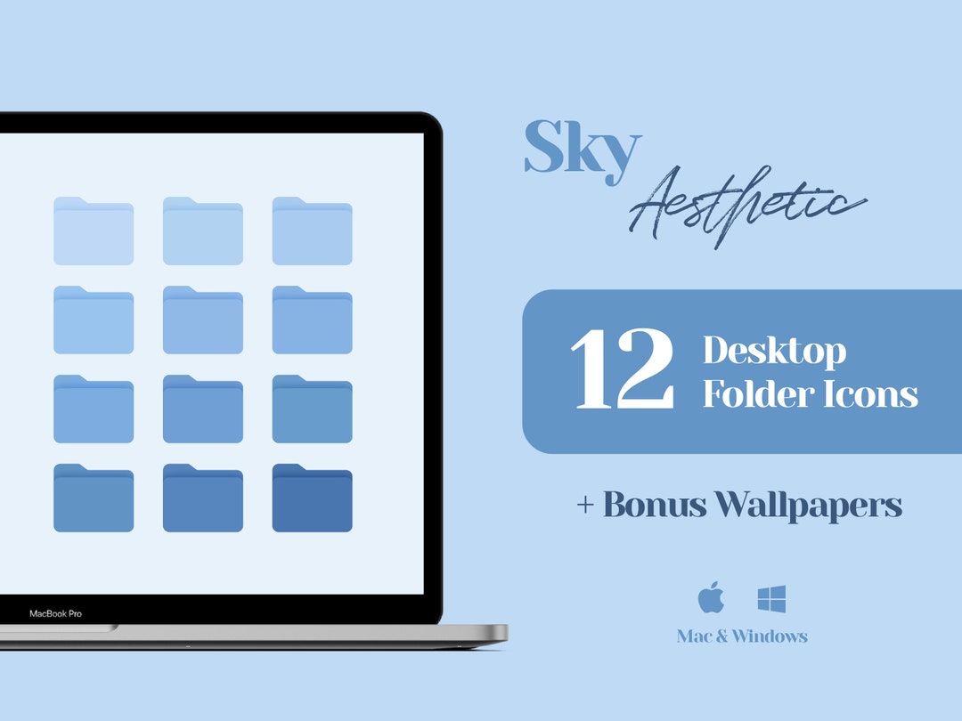 Desktop Icons, Mac Folder Icons, Ocean Sky Blue Wallpaper Desktop ...