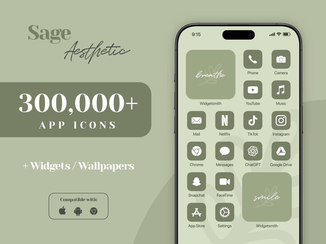 Ios 26 App Icon Pack, Light Green App Icons, Pale Green iPhone ...