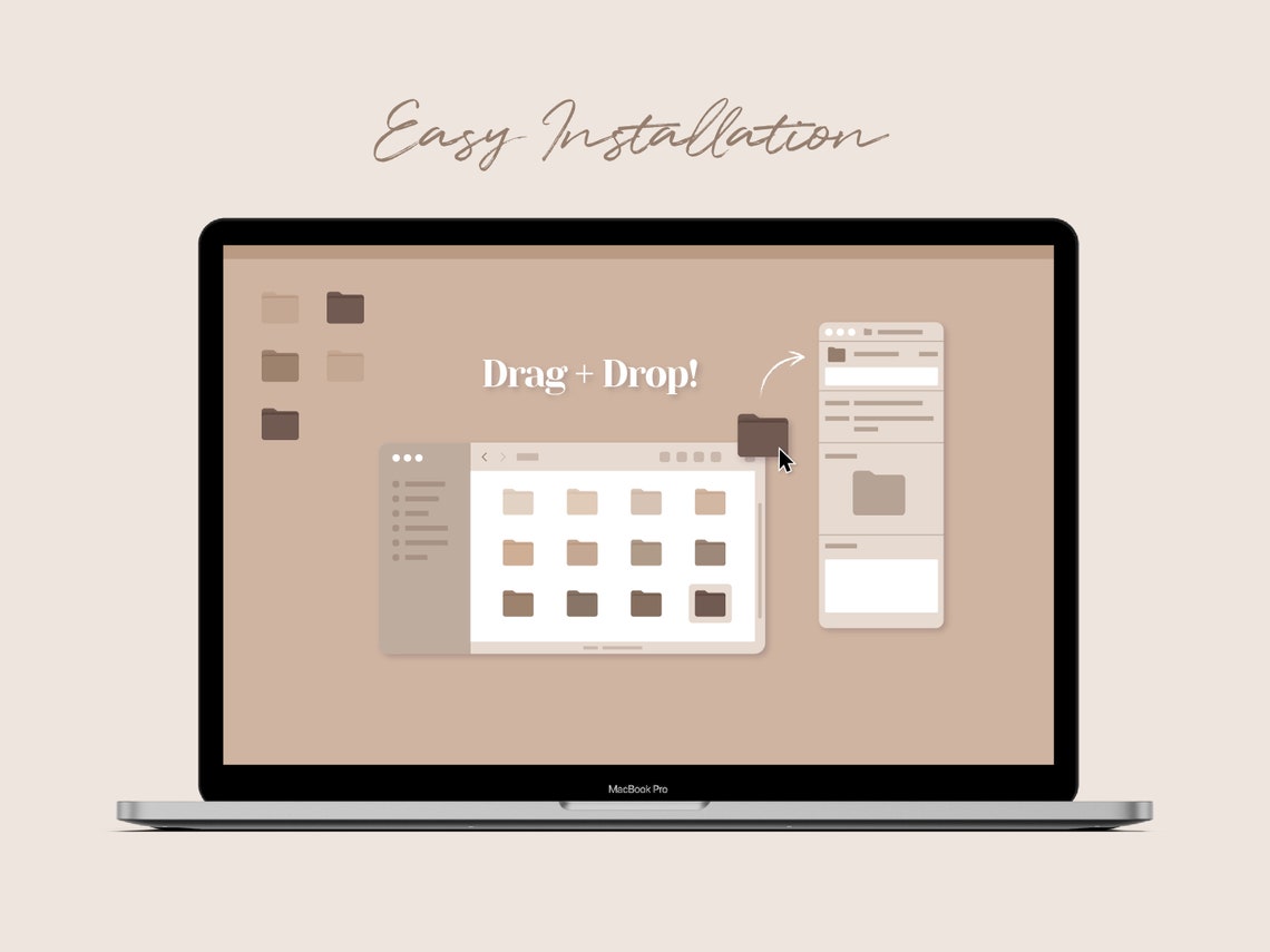 Desktop Icons Mac Folder Icons Light Brown Wallpaper Desktop - Etsy