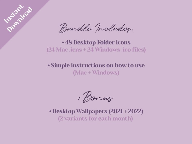 Desktop Icons Mac Folder Icons Purple Wallpaper Desktop - Etsy