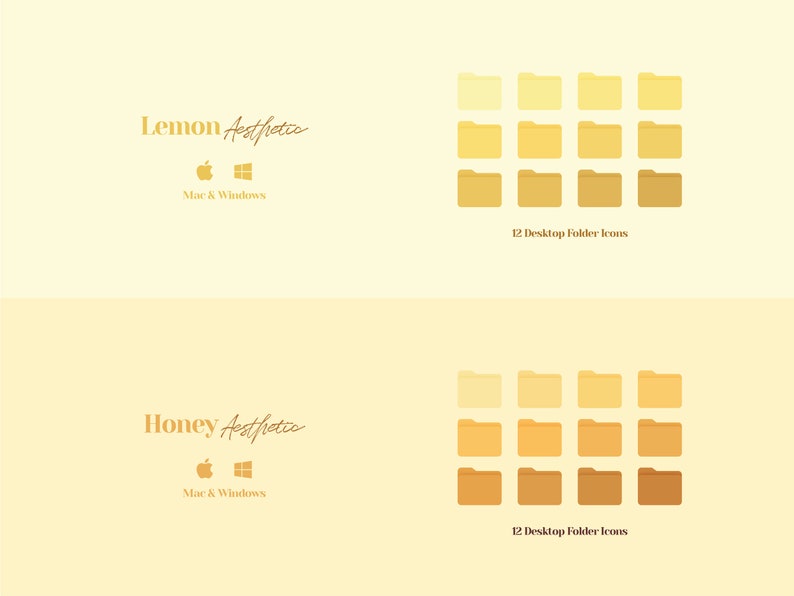 Desktop Icons Mac Folder Icons Yellow Wallpaper Desktop - Etsy