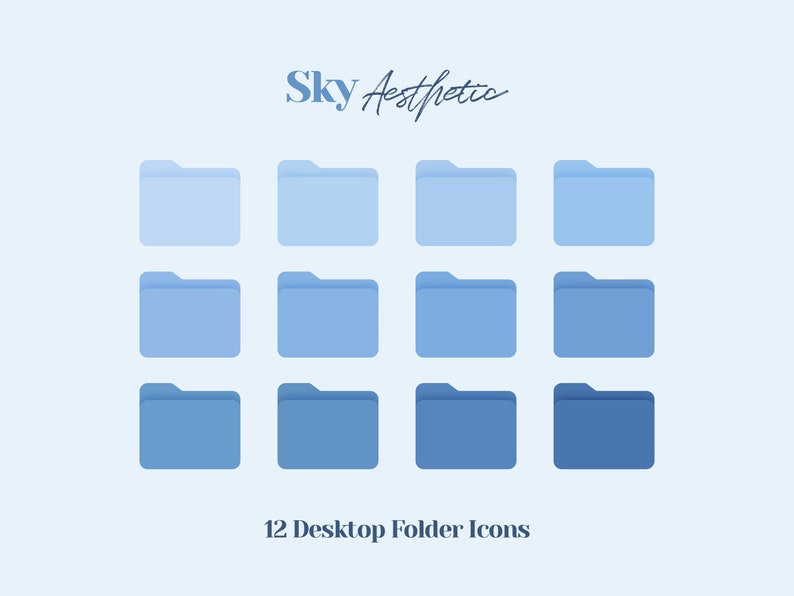 Desktop Icons Mac Folder Icons Ocean Sky Blue Wallpaper - Etsy