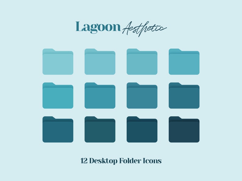 Desktop Icons, Mac Folder Icons, Teal Blue Wallpaper Desktop Organizer ...
