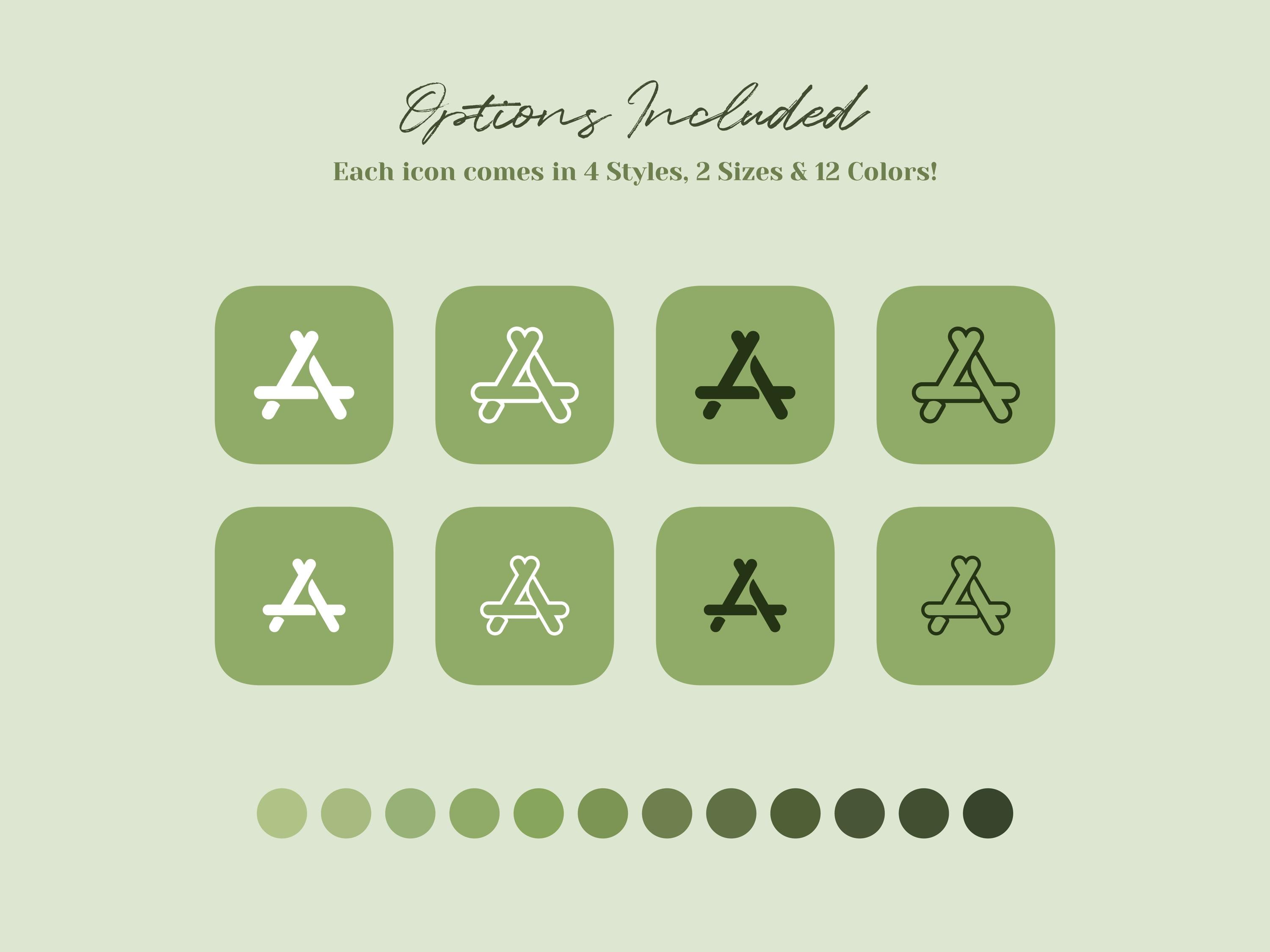 Ios 18 App Icon Pack, Light Green App Icons, Dark Green iPhone ...