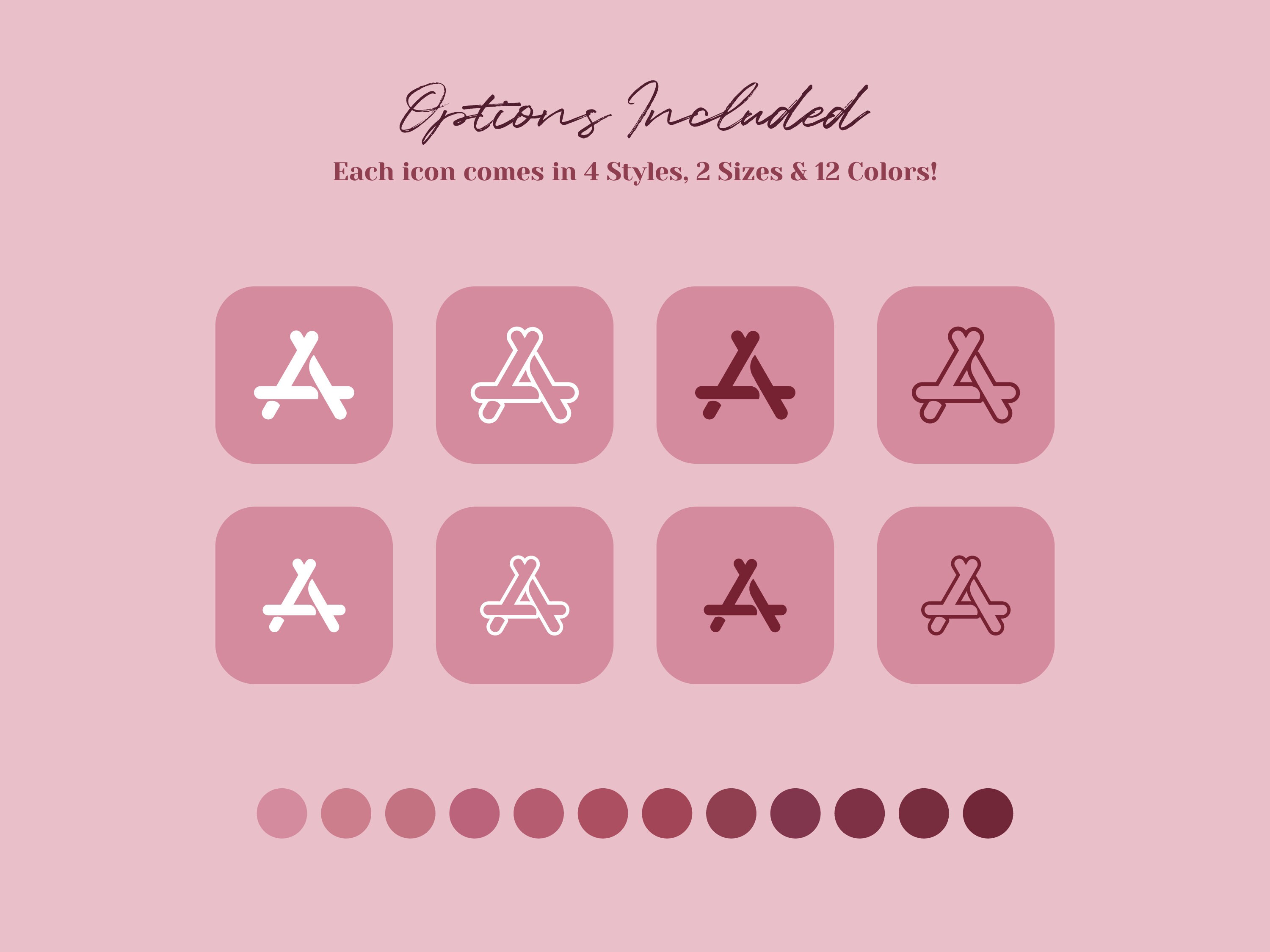 Ios 17 App Icon Pack, App Icons Burgundy Red iPhone Aesthetic, iPhone ...