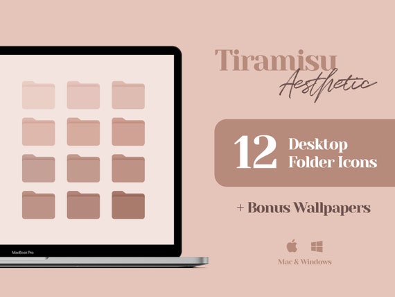 Desktop Icons Mac Folder Icons Mocha Brown Wallpaper Desktop | Etsy