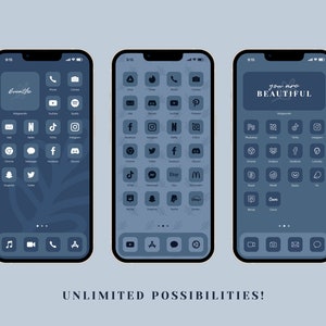 Ios 17 App Icon Pack, Navy Blue App Icons, Dark Blue iPhone Aesthetic ...